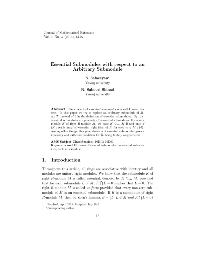 Essential Submodules 2 | PDF