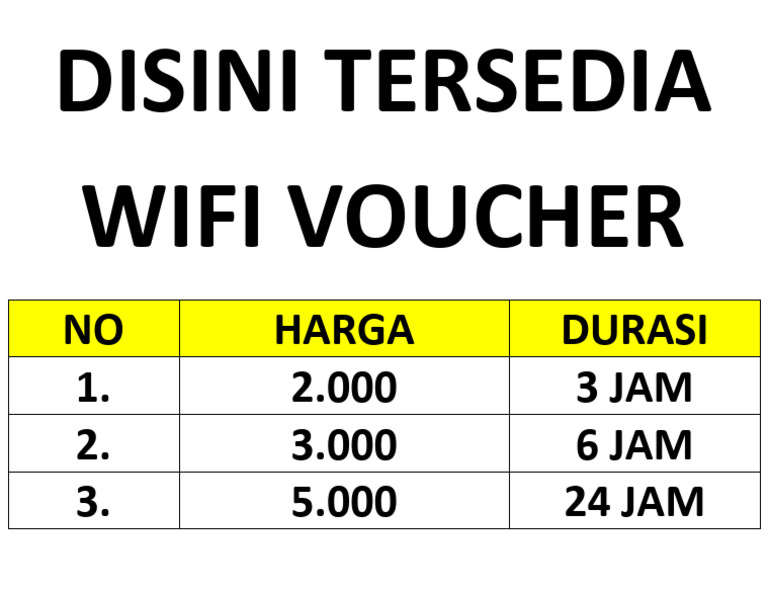 Sedia Wifi Voucher | PDF