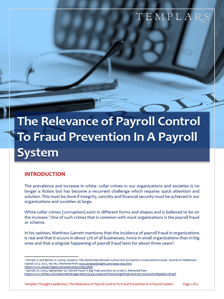 Templars - The Relevance of Payroll Control To Fraud Prevention in A ...