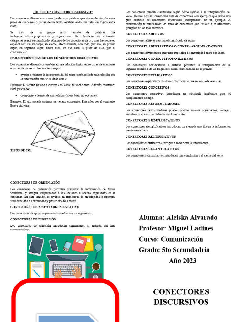 Tipos y características de conectores discursivos | PDF | Gramática ...