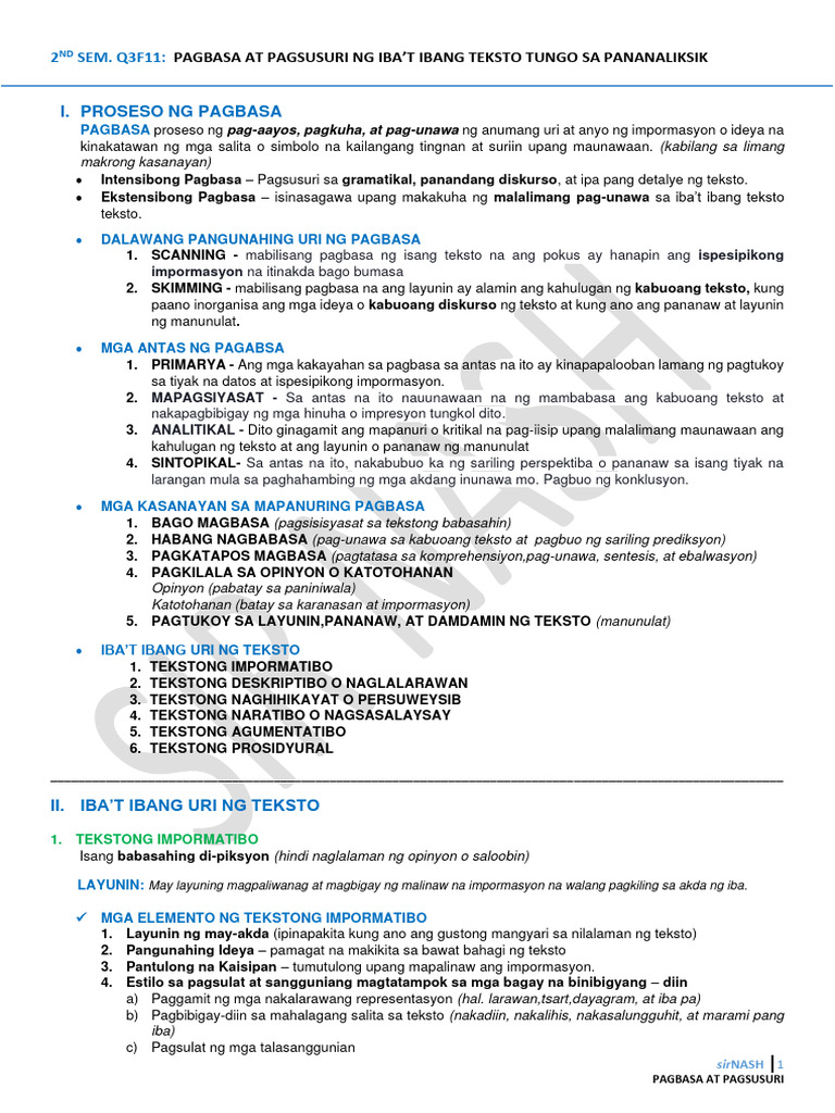 Pagbasa at Pagsusuri 11 | PDF