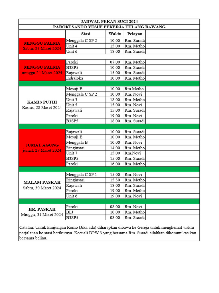 Jadwal Pekan Suci 2024-1 | PDF Jadwal Pekan Suci 2024-1 | PDF