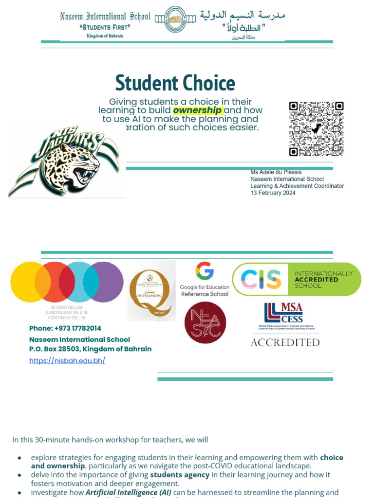 Adele Du Plessis - Student Choice in Learning - Using AI To Support Planning and Preparation ...