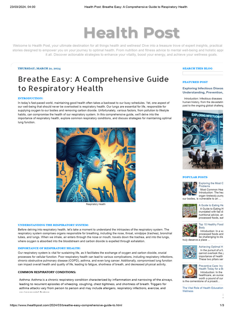 Comprehensive Guide to Respiratory Health | PDF | Respiratory Diseases ...