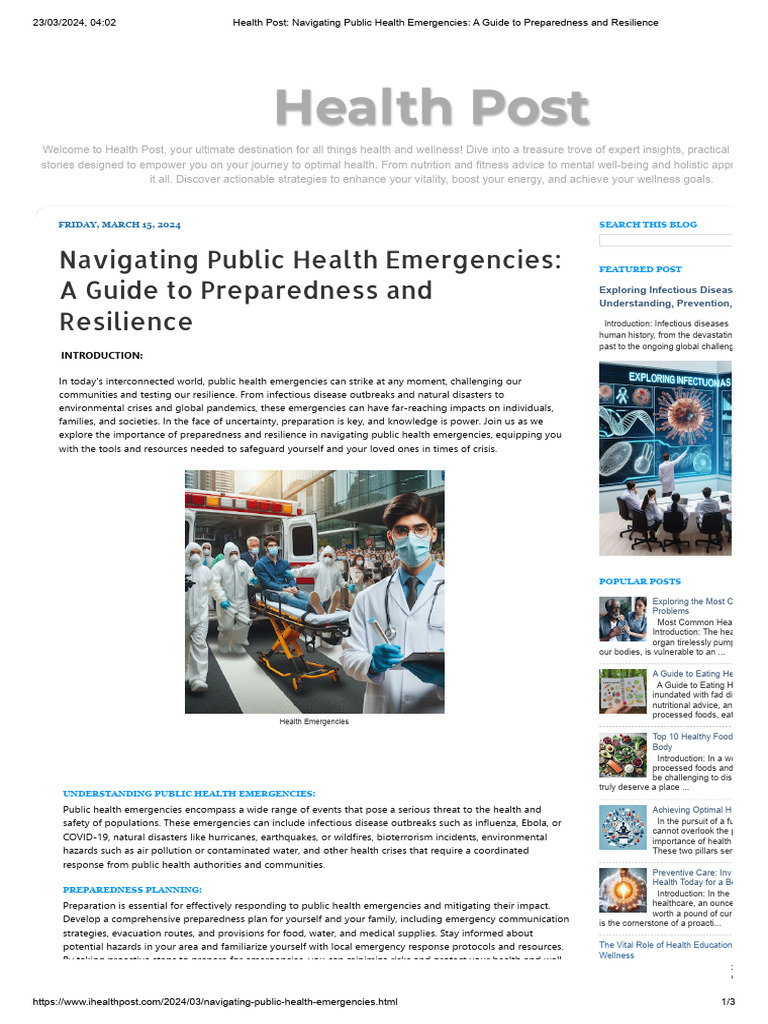 Navigating Public Health Emergencies - A Guide To Preparedness and ...