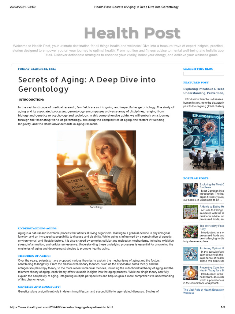 Secrets of Aging - A Deep Dive Into Gerontology | PDF