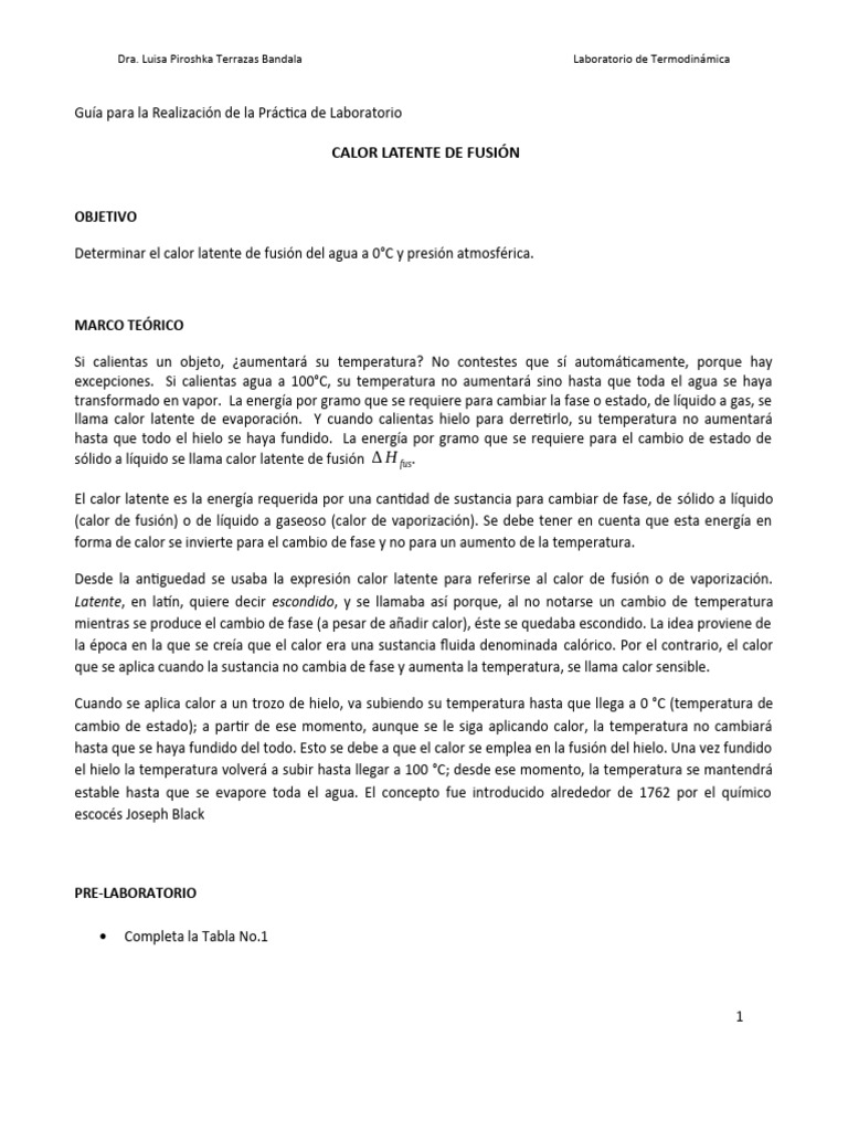 Guia - P4 - Calor de Fusion 2022 | Descargar gratis PDF | Calor latente ...