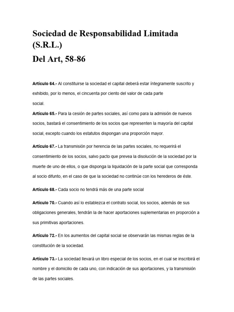 Sociedad de Responsabilidad Limitada | PDF