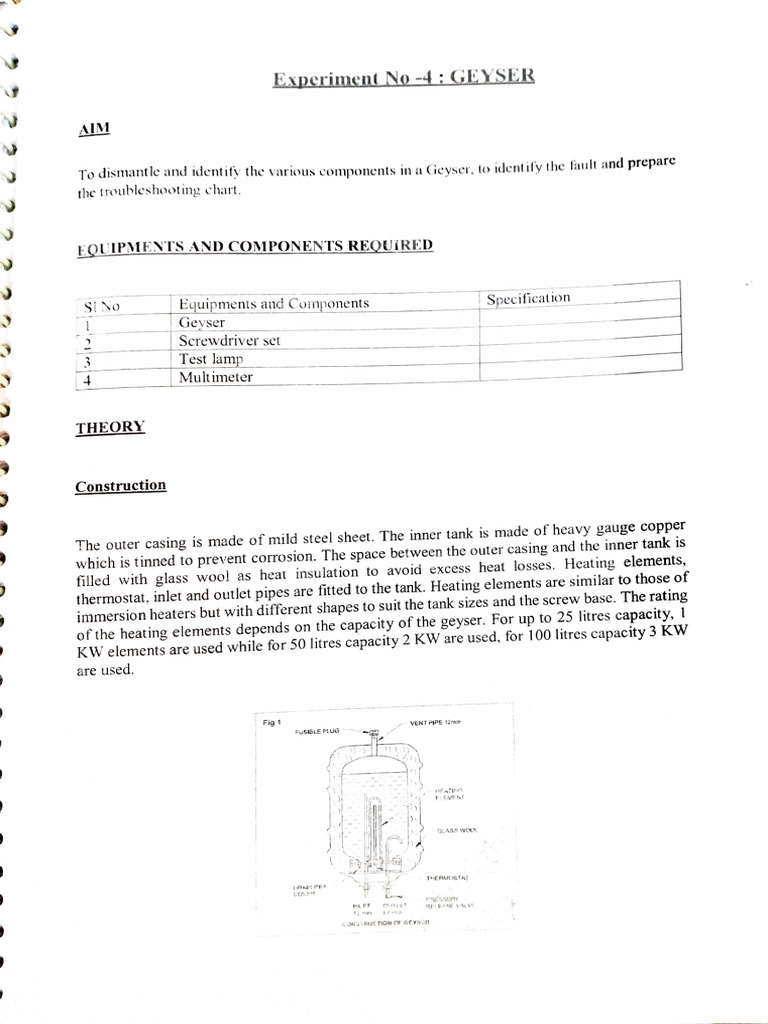 Geyser Darm Lab | PDF | Thermostat | Electrical Resistivity And ...
