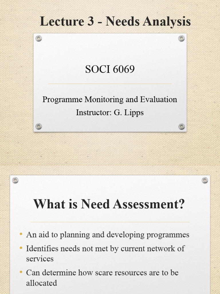 Lecture 3 - Needs Assessment | Download Free PDF | Needs Assessment | Analysis
