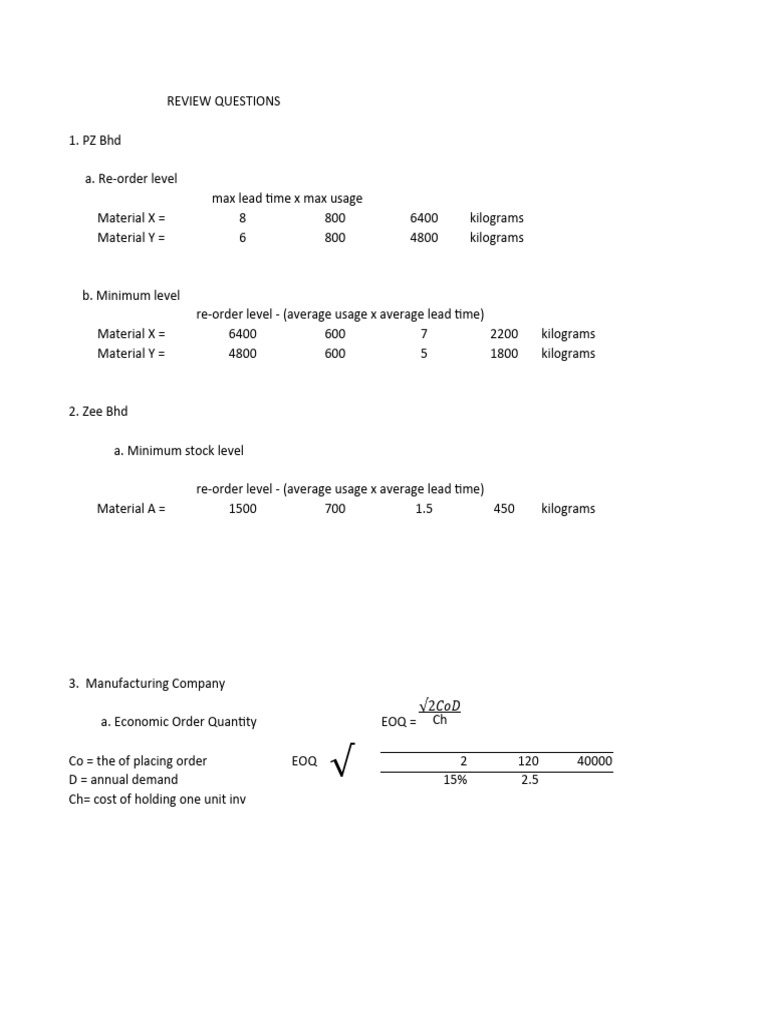 Review Ques | PDF | Management Accounting | Inventory