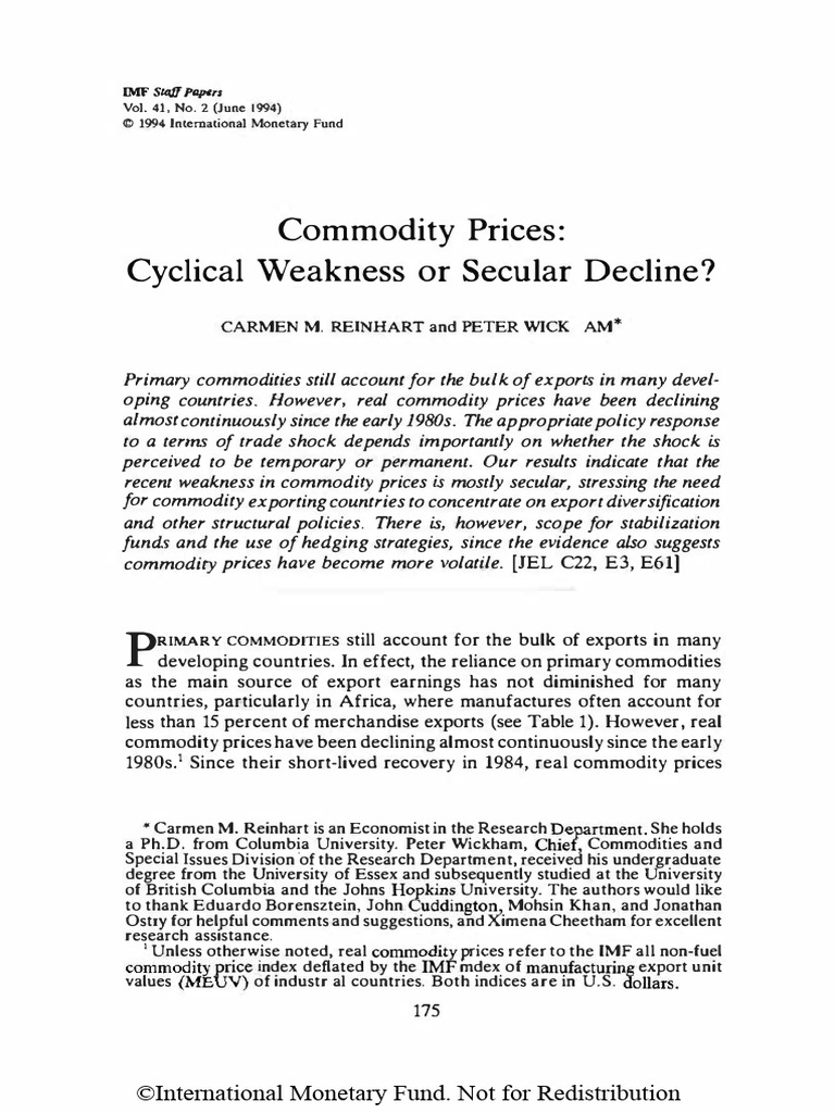 Commodity Prices - Cyclical Weakness or Secular Decline | PDF ...