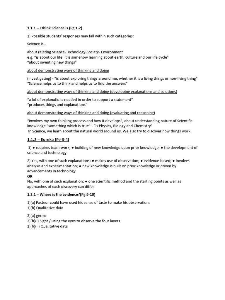 Activity Book 1a Ans Chapter 1 Pdf Science Laboratories