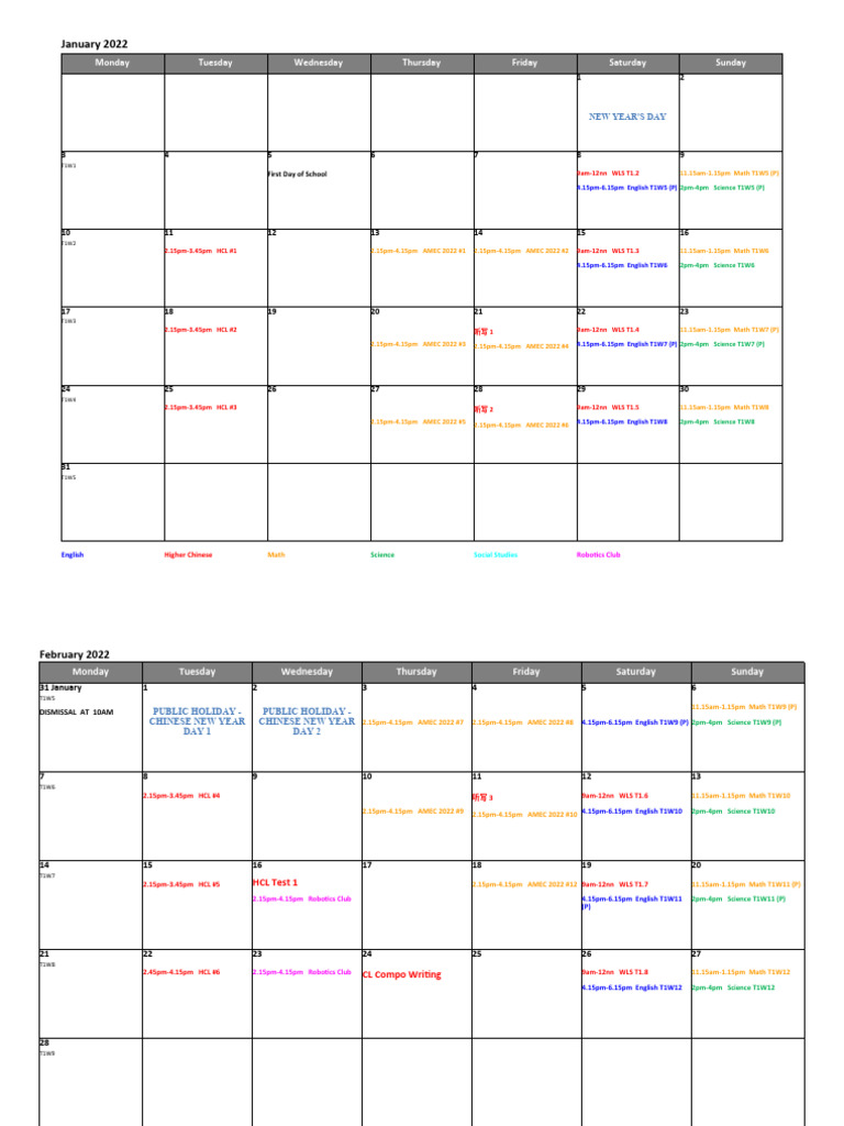 2022 Academic Planner and Calendar | PDF