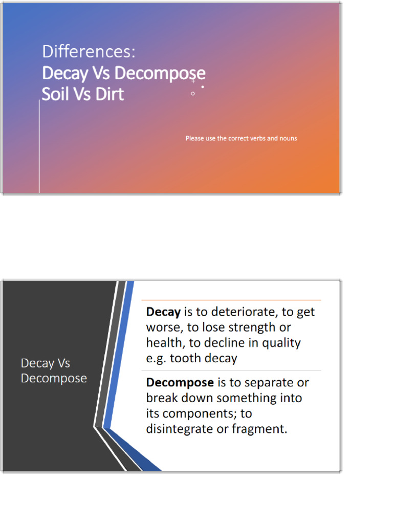 Differences Decay Dirt Soil Decompose - PG 1-3 | PDF