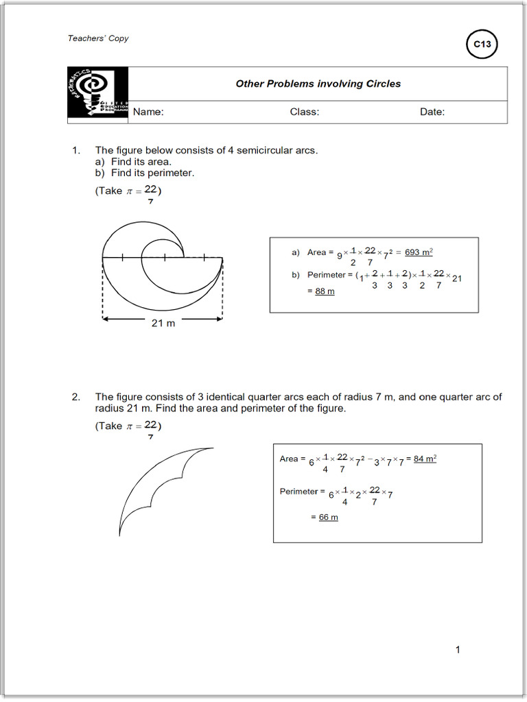 C13 More Problems On Circles Answers | PDF