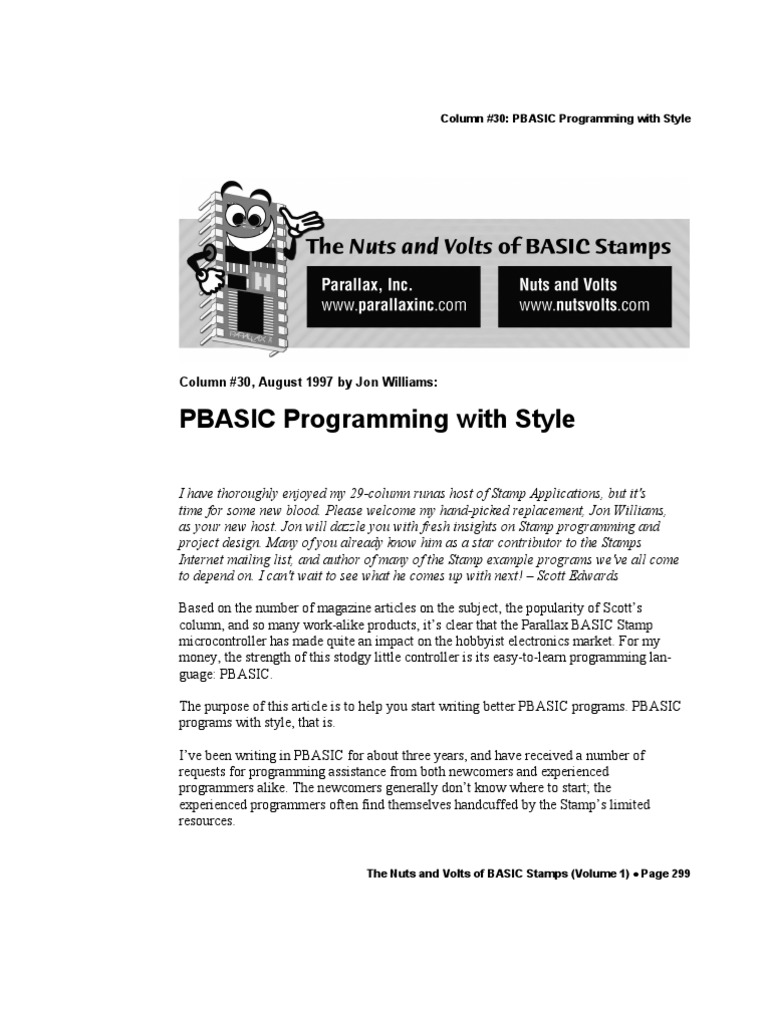 Pbasic Programming With Style Column 30 August 1997 By Jon Williams Pdf Control Flow 