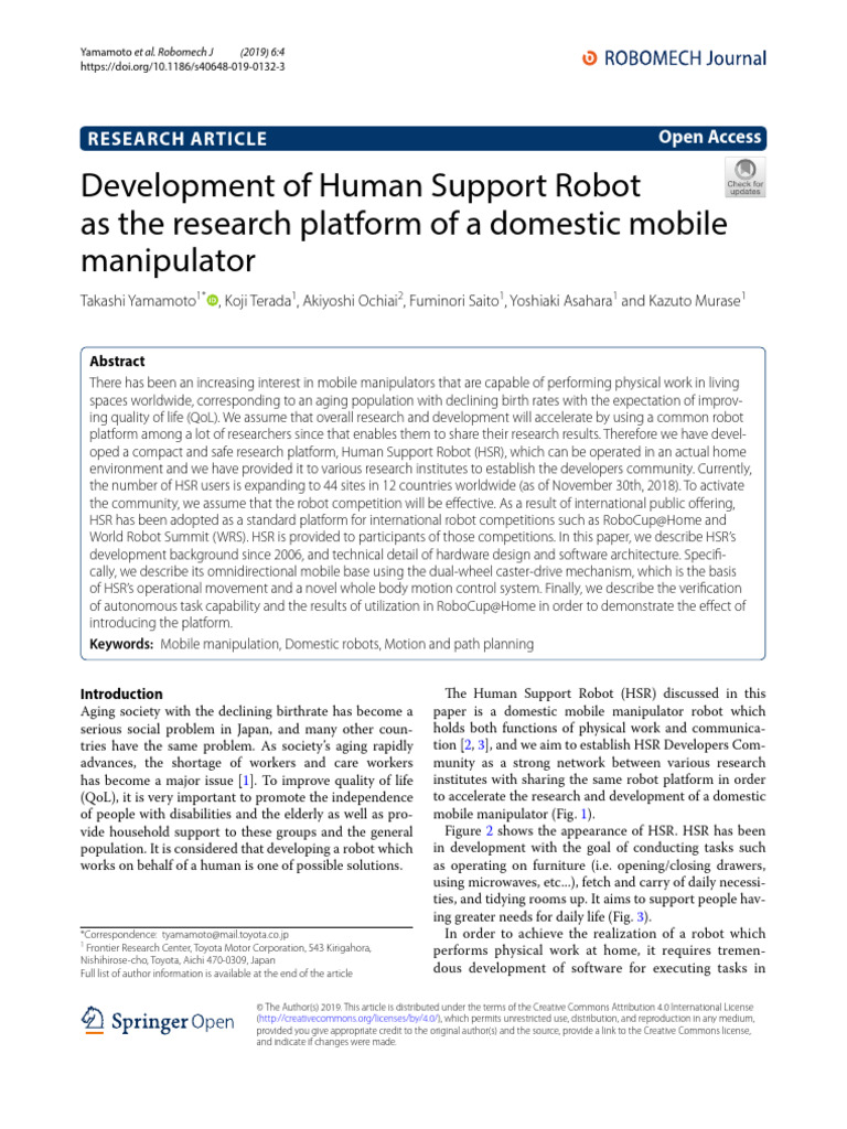 Development of Human Support Robot As The Research Platform of A ...