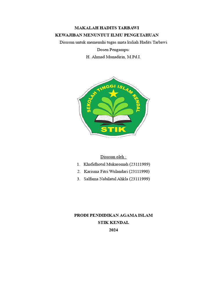 Makalah Hadits Tarbawi New | PDF
