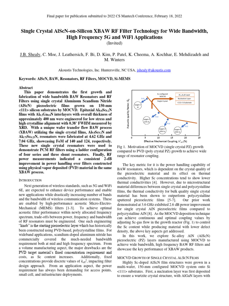 AlScN RF Filter Tech for 5G Applications | PDF | Filter (Signal ...