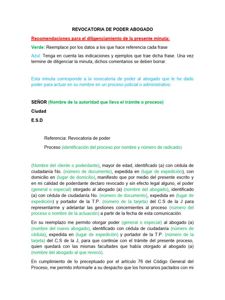 Revocatoria de Poder Abogado | PDF | Documento de identidad | Justicia