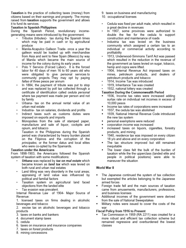 History of Taxation in the Philippines | PDF | Taxes | Social Sciences