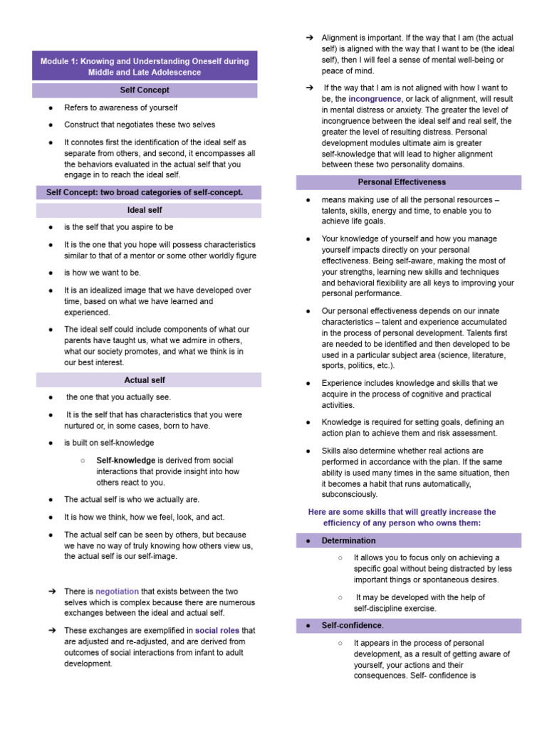 Personal Development | PDF | Self Concept | Developmental Psychology