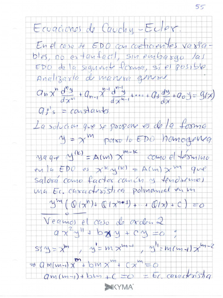 11 NOTAS EDO Orden N Cauchy-Euler | PDF