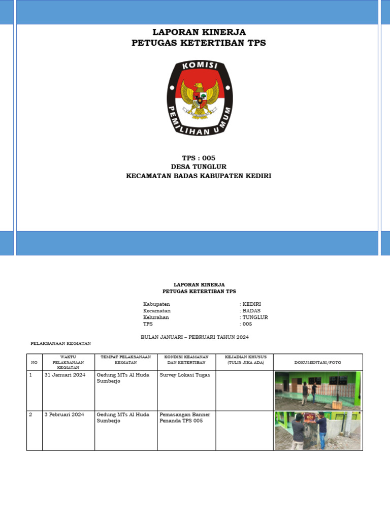 Laporan Kegiatan Linmas TPS 005 | PDF