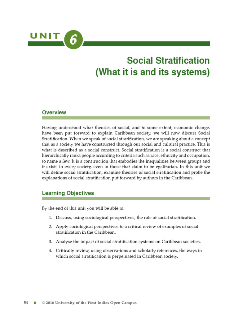SOCI1002 Unit 6 | PDF | Social Stratification | Social Inequality