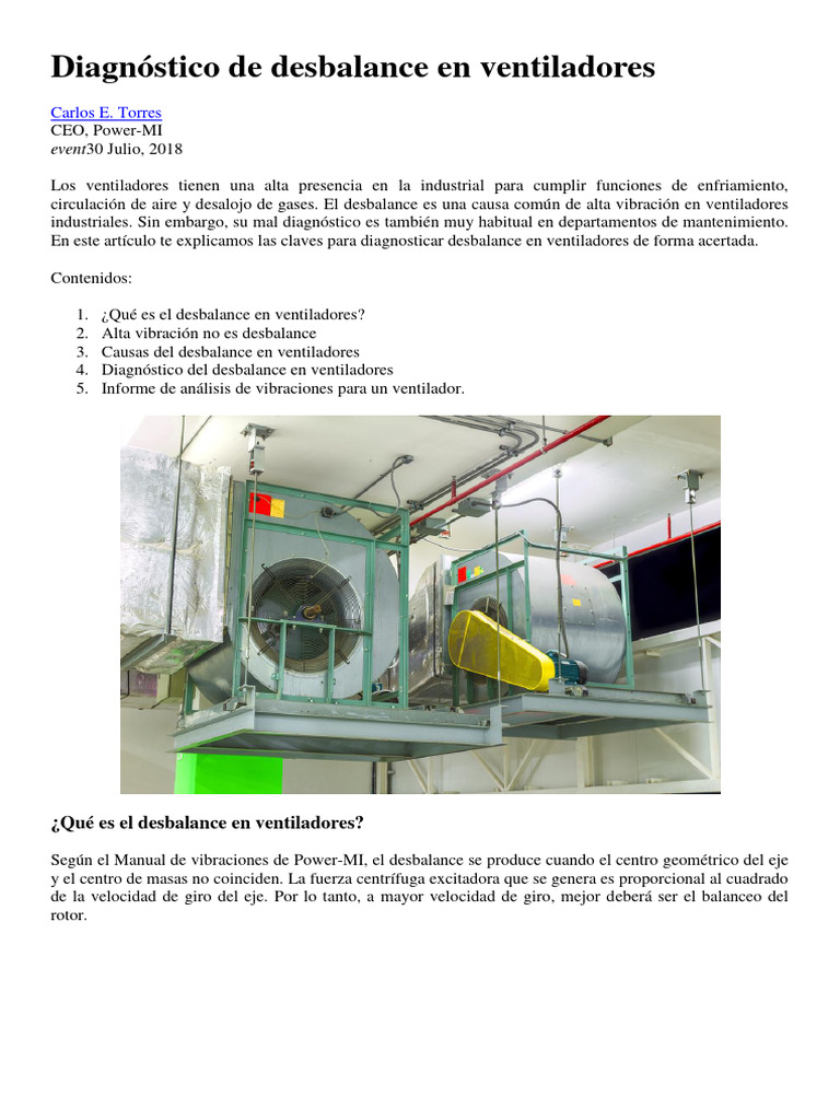 Diagnóstico de Desbalance en Ventiladores | Descargar gratis PDF ...