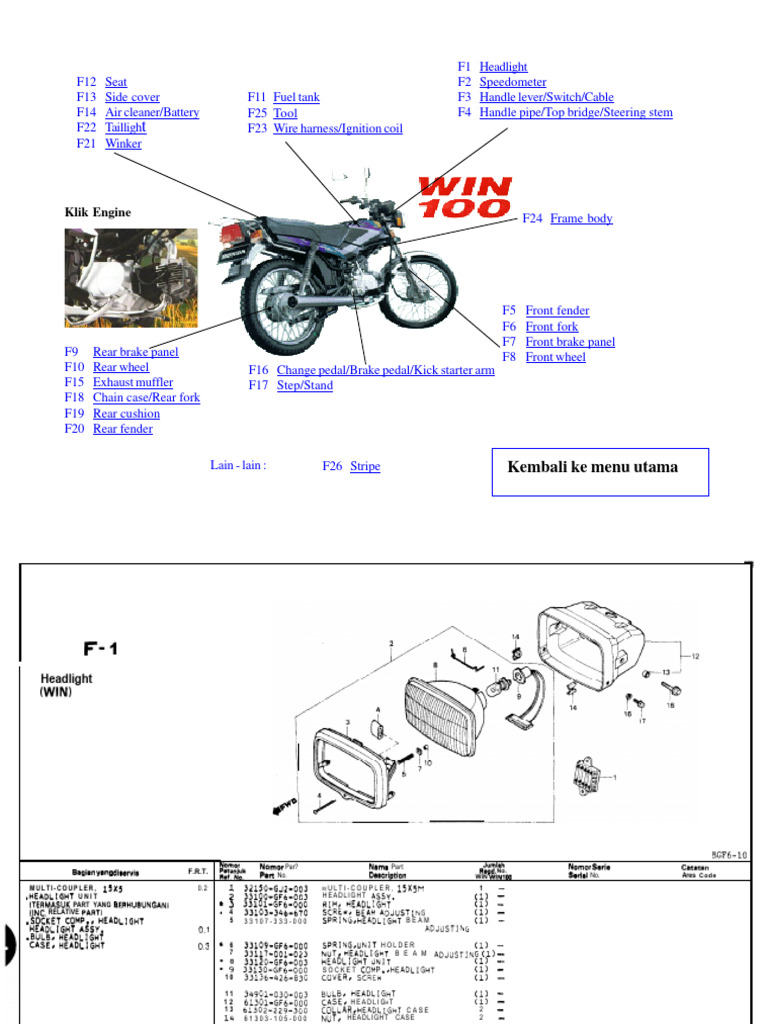 Part Catalog Honda Win Preview | PDF | Manufactured Goods | Car