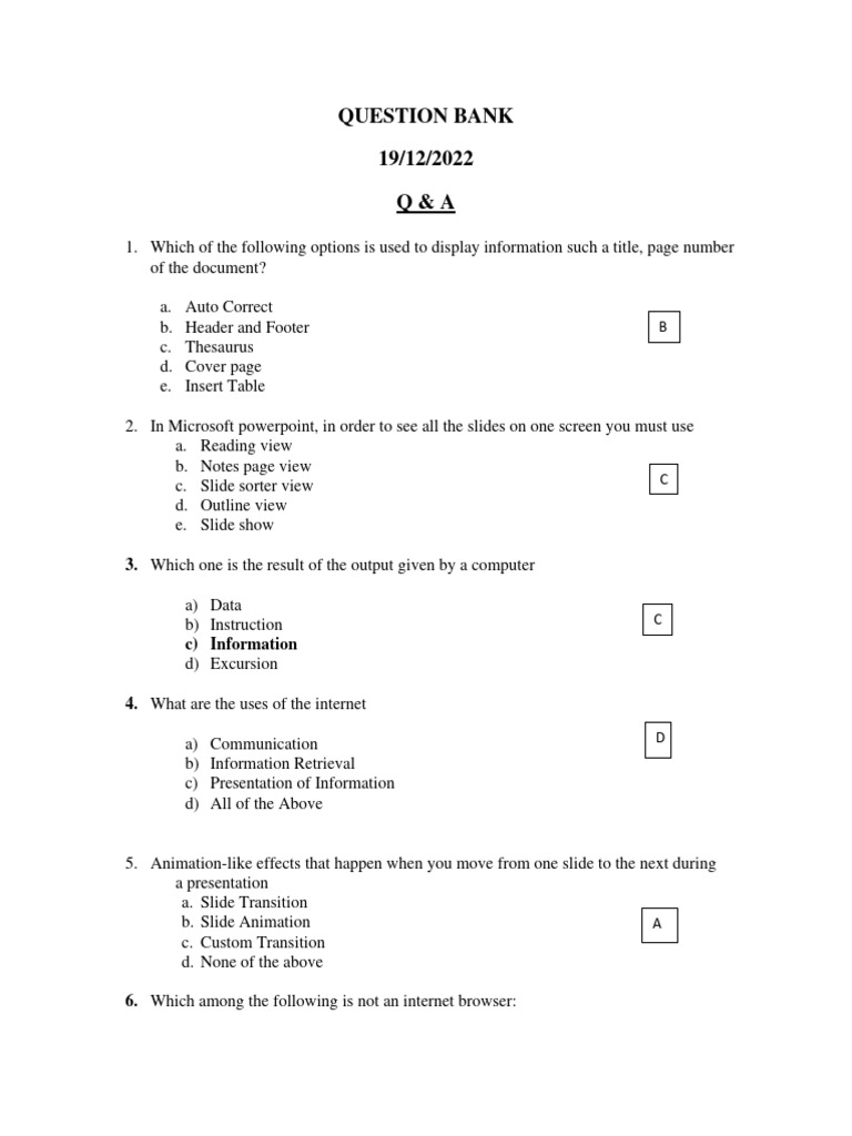 COMPUTER Questions & Answers QZ | PDF | Computer Hardware | Computer Data Storage