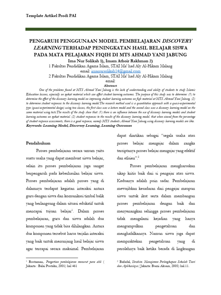 Metode Discovery Learning | PDF