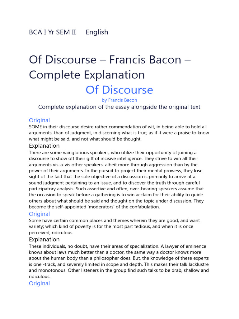 Of Discourse | PDF | Discourse | Essays