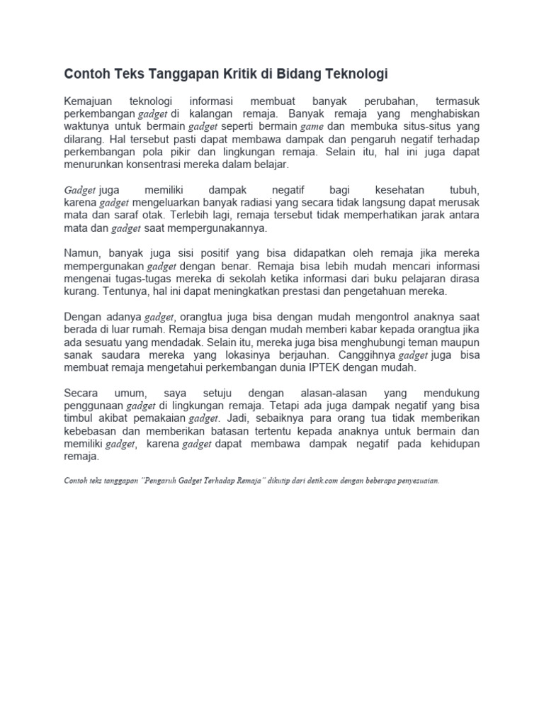 Contoh Teks Tanggapan | PDF