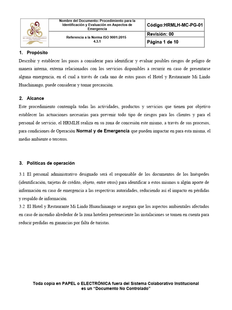 ITSH-MA-PG-01_PROCEDIMIENTO DE IDENTIFICACION Y EVALUACION DE_AAS | PDF