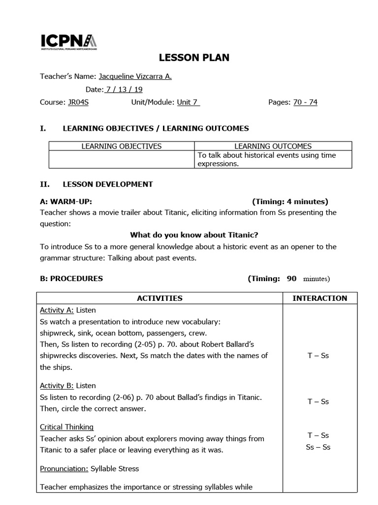 T04 - Lesson Plan Unit 7 (Day 2) | PDF | Reading Comprehension | Behavior Modification