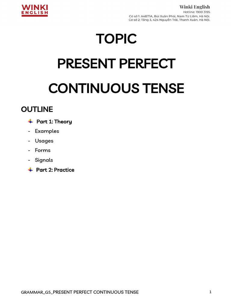 Topic 9 - Present Perfect Continuous | PDF