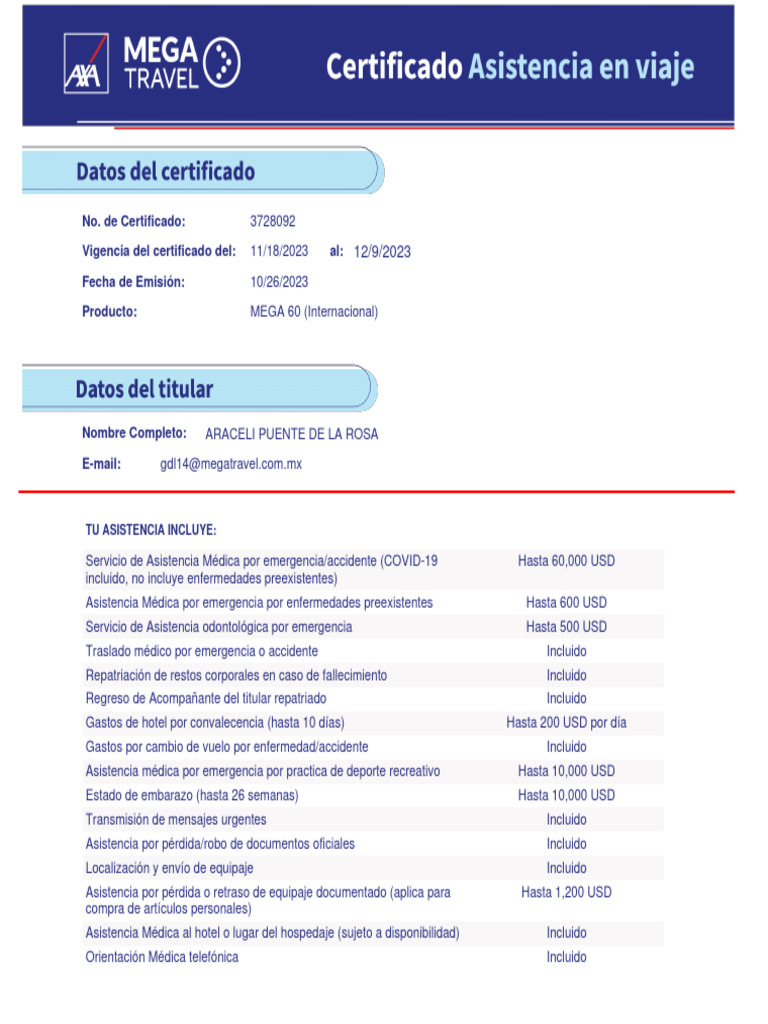 Mega Travel Operadora Sa de CV Mega 60 Internacional | PDF