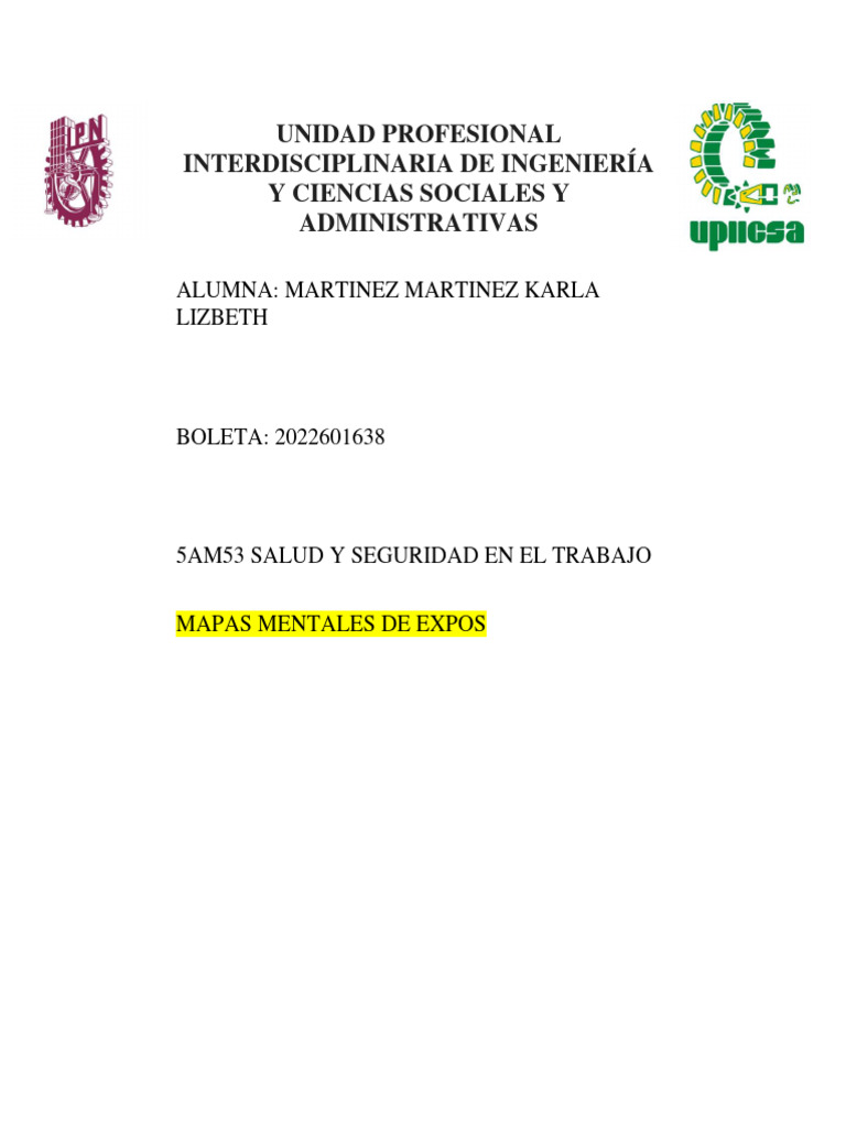 5am53 MTZ MTZ Karla Lizbeth Mapas de Exposiciones | PDF | Seguridad y salud ocupacional | Valores