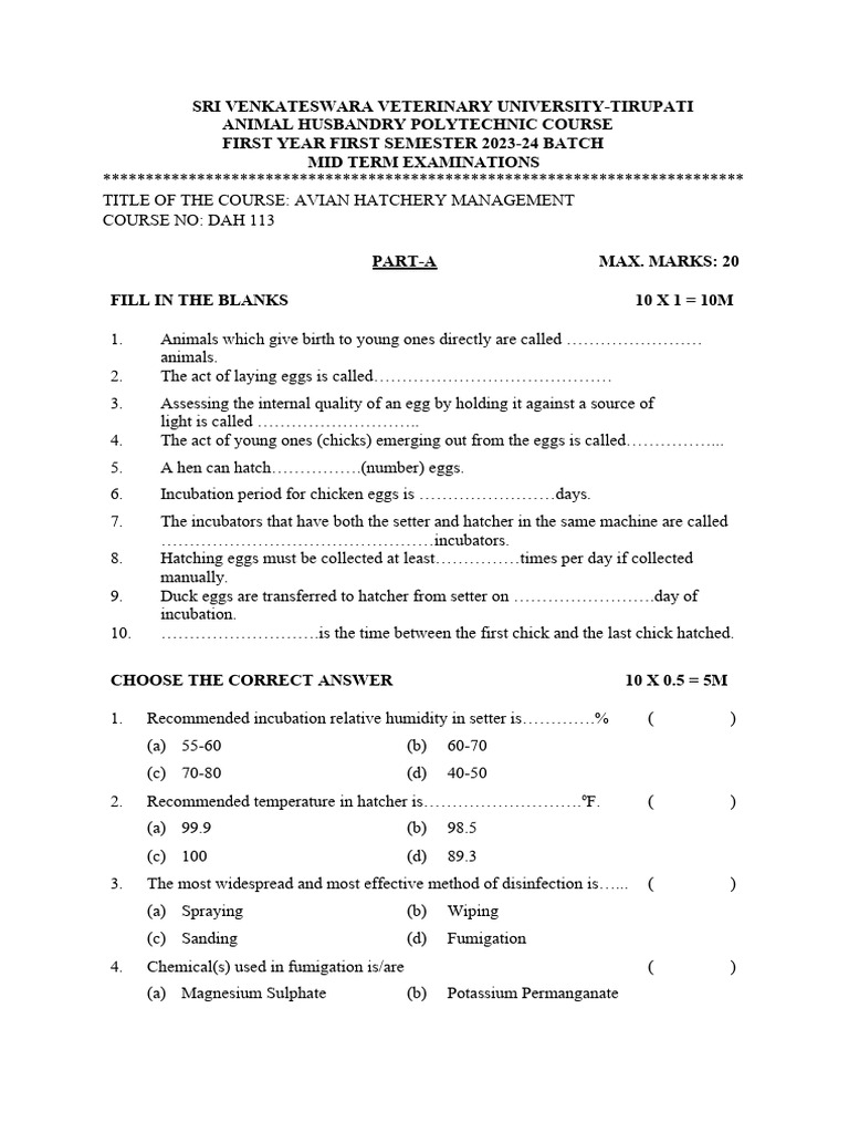 DAH 113 MID PART A question paper | PDF