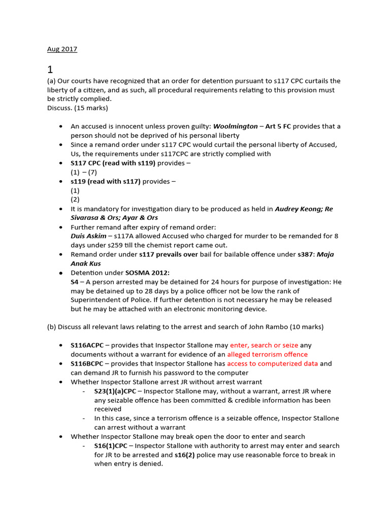 Legal Procedures for Detention and Arrest | PDF | Plea | Standard Of Review
