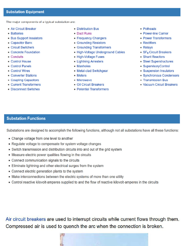 Substation Equipment Overview and Functions | PDF | Electrical ...