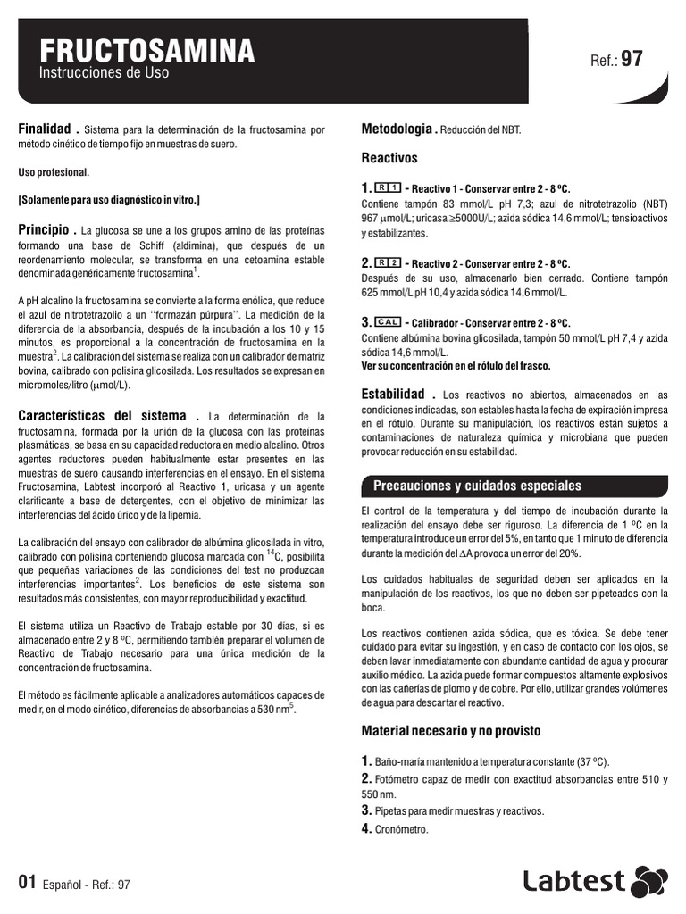 Fructosamina 97 Esp | PDF | Química