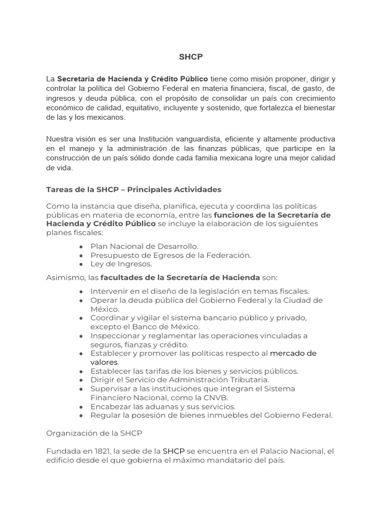 SHCP | PDF | Gobierno | Economias