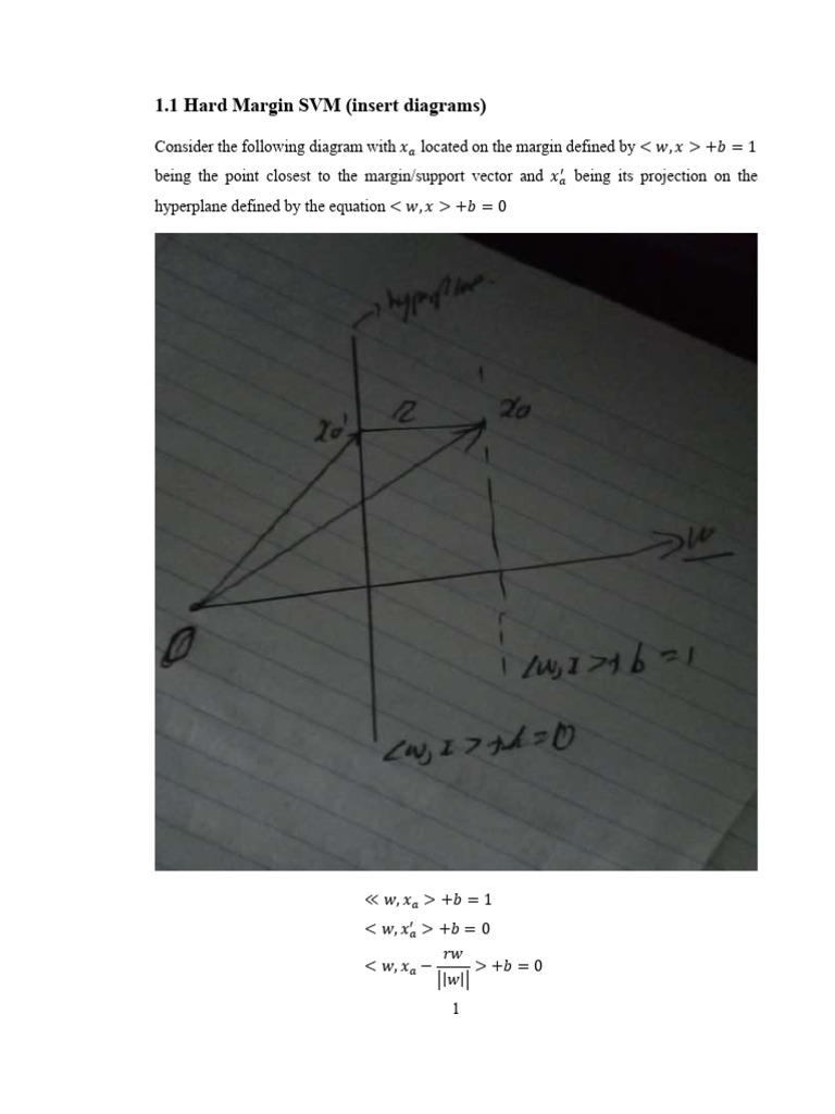 1.1 Hard Margin SVM (Insert Diagrams) | PDF | Support Vector Machine | Algebra