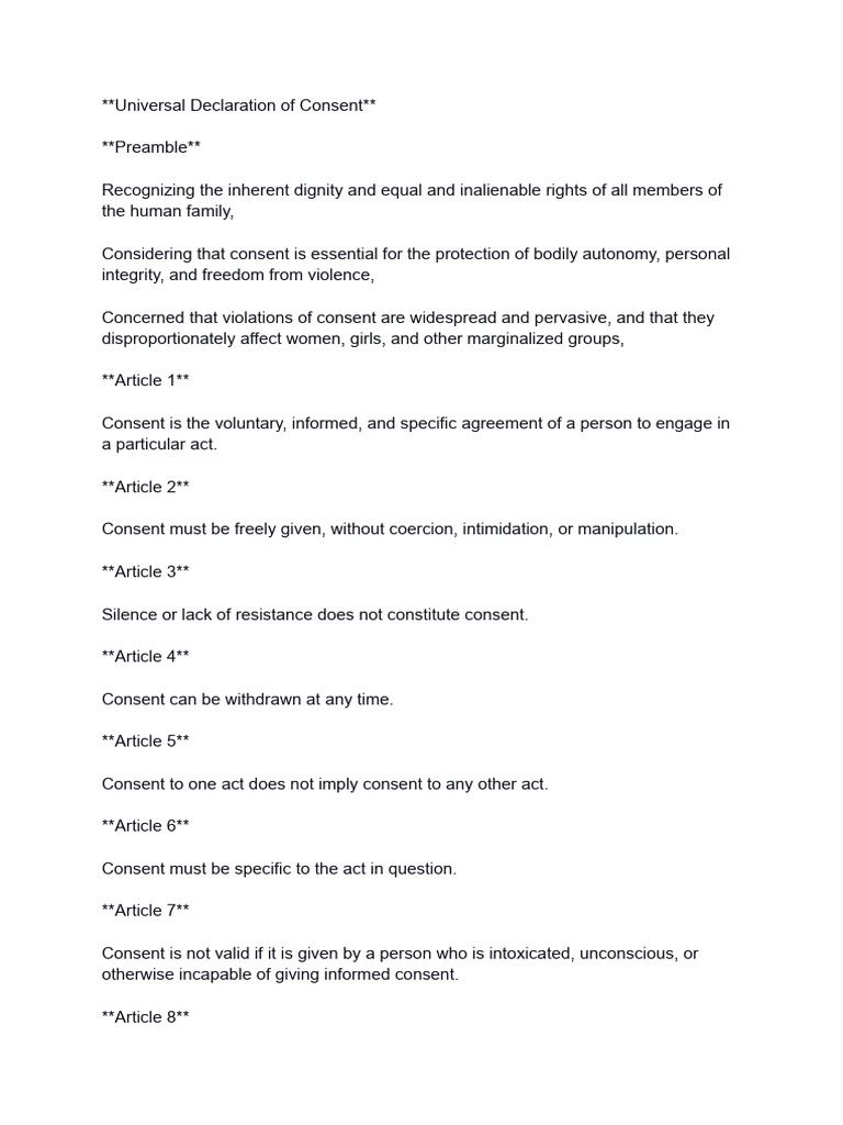 Universal Declaration of Consent Explained | PDF