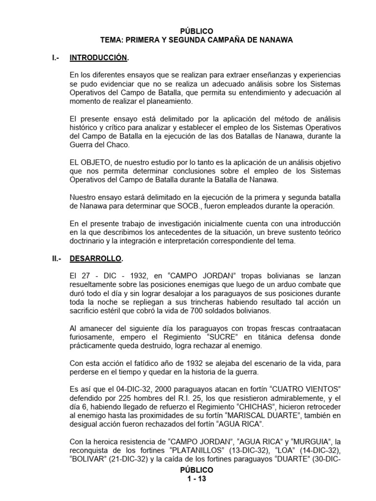 Ensayo Primera y Segunda Campaña de Nanawa | PDF | Ciencia militar ...