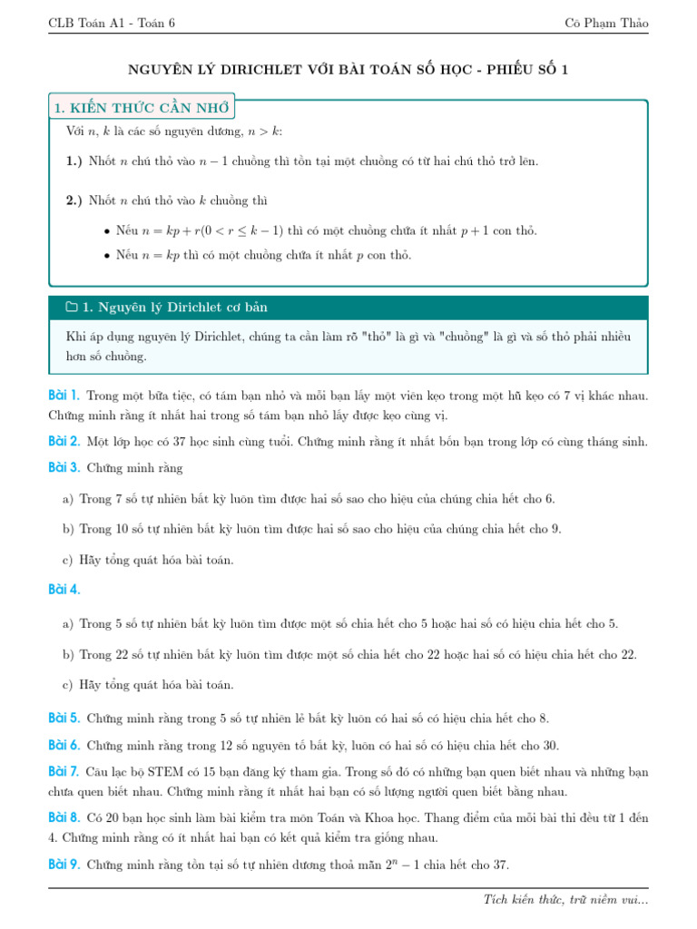 6 Nguyen Ly Dirichlet Phieu 1 | PDF